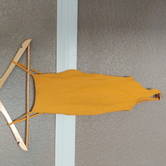 Better Be | Tops | Betterbe Gold Ribbed Crisscross Back Bodysuit | Poshmark